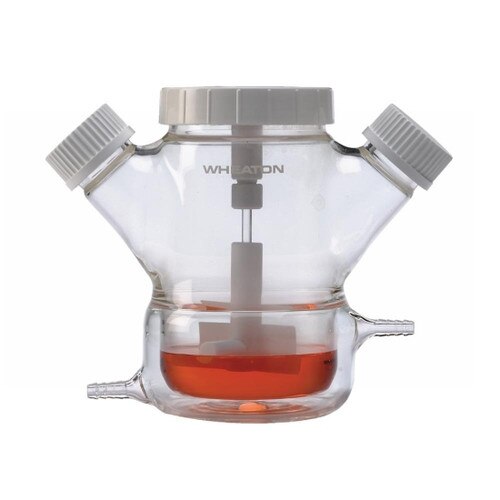 Wheaton® 356943 Celstir® 25mL Jacketed Glass Spinner Flask with Double Side