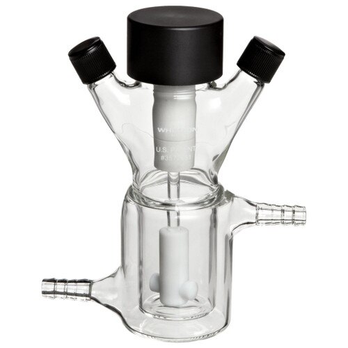 Wheaton® 356945 Celstir® 50mL Jacketed Glass Spinner Flask with Double Side