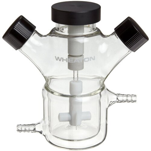 Wheaton® 356946 Celstir® 125mL Jacketed Glass Spinner Flask with Double Sid